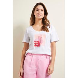 Bugatti Damen Bugatti T-Shirt mit Aufdruck wei&szlig; XL