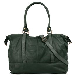 Samantha Look Reisetasche echt Leder, Made in Italy dunkelgrün