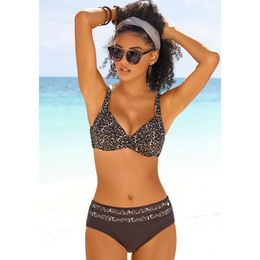 Lascana Highwaist-Bikini-Hose »Adele« mit trendigen Details braun-leo 44 - N-Gr N-Gr 44 Trendige Leoprint-Einsätze