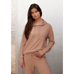 Lascana Kapuzenpullover Loungepullover in lässiger Form, Loungewear taupe 40/42 40/42 Bequemer Kapuzenpullover