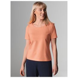 TRIGEMA Sweatshirt »Shirt mit kurzen Ärmeln mit Kristallsteinen« apricot S S Strukturierte Sweat-Qualität