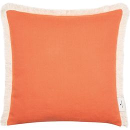 Tom Tailor HOME Dekokissen »Fringed Cotton« mit naturfarbenen Fransensaum, Kissenhülle ohne Füllung, 1 Stück orange/terra + unifarben Obermaterial:...