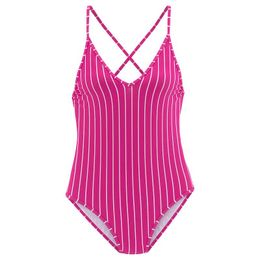 Vivance Damen Badeanzug mit Nadelstreifen lila 36, Cup C/D