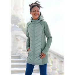 Vivance Steppjacke mit Kapuze mit Strickfleece-Ärmeln grün 36 36 Steppmantel mit kuschligem Strickfleece an den Ärmeln