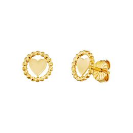 JULIE JULSEN Paar Ohrstecker &raquo;MOVING HEART, HERZ, JJER01141.3&laquo; gelbgoldfarben 8,7 mm Herzohrringe