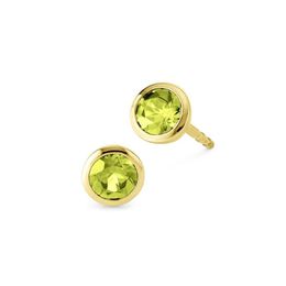 OROLINO Paar Ohrstecker »Gold 585 mit 2x Peridot rund« gelb + grün one-size Elegante Damen-Ohrringe aus echtem 585 Gold