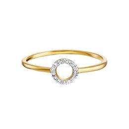 JULIE JULSEN GOLD Diamantring »CIRCLE, KREIS, RUND, JJGRG01006.DI« mit Brillanten gelbgoldfarben-weißgoldfarben 56 Zarter Goldring mit Diamanten