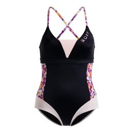 Roxy Badeanzug »Active« Anthracite Swim Blooms XS XS Umweltbewusstes Material: Leistungsstarkes...
