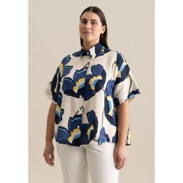 Seidensticker Hemdbluse »Schwarze Rose« Kurzarm Kragen Floral blau 6XL52 6XL52 Passform: Regular