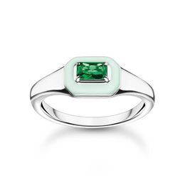 Thomas Sabo Fingerring »mit grünem Stein, TR2434-496-6-52, 54, 56, 58« mit Emaille - mit Glas-Keramik Stein silberfarben-grün 58 Pop Colours: Ring...