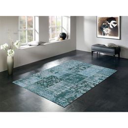 OCI DIE TEPPICHMARKE Teppich &raquo;Alanis Allover&laquo; rechteckig 5 mm H&ouml;he Flachgewebe, Wohnzimmer t&uuml;rkis Obermaterial: 34% Polyacryl, 33% Baumwolle, 33%...