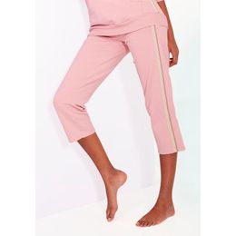 BENCH. LOUNGEWEAR Relax-Caprihose mit Glitzerstreifen, Loungeanzug rosé 32/34 - N-Gr N-Gr 32/34 Capri mit seitlichem Streifen