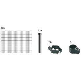 KRAUS Einstabmattenzaun &raquo;Dino-Trend-Z42&laquo; anthrazit, 140 cm hoch, 10 Elemente f&uuml;r 20 m, 11 Pfosten anthrazit