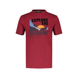 Lerros T-Shirt »T-Shirt, unifarben mit Brustprint« DEEP GARNET RED 4XL 4XL Stylischer Brustprint