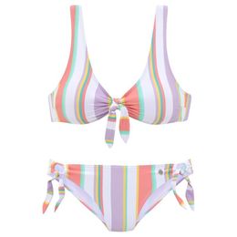 Lascana Triangel-Bikini im Streifen-Look blau-rosa 34 - Cup A/B Cup A/B 34 Bedruckt – jedes Teil ein Unikat