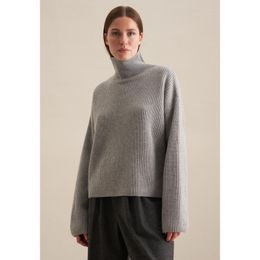 Seidensticker Strickpullover &raquo;Schwarze Rose&laquo; Langarm Rollkragen Uni mittelgrau S S Passform: Oversized
