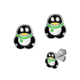 Firetti Paar Ohrstecker »Schmuck Geschenk Silber 925 Ohrschmuck Erstohrstecker Pinguin« Made in Germany silberfarben-schwarz-weiß-gelb-grün...