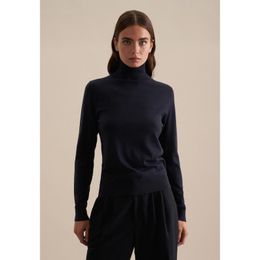 Seidensticker Strickpullover »Schwarze Rose« Langarm Rollkragen Uni navy L L Passform: Regular