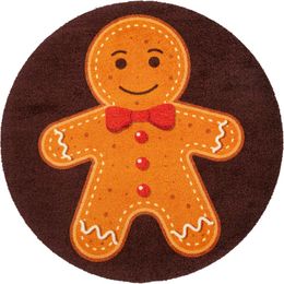 wash+dry by Kleen-Tex Teppich &raquo;Gingerbread Man&laquo; rechteckig 9 mm H&ouml;he bunt Obermaterial: 100% Polyamid B : 90 cm &Oslash; 90 cm 1 Stk.