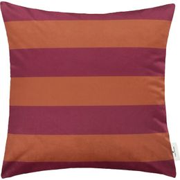 Tom Tailor HOME Dekokissen »Colour Block« aus leichtem Micro-Velvet, Kissenhülle ohne Füllung, 1 Stück rot/orange/kupferfarben + gestreift...
