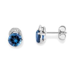 OROLINO Paar Ohrstecker »Gold 585 mit Blautopas (beh.) 6mm und 10 Brillanten zus. 0, 04ct.« Silbergrau + blau one-size Edle Damen-Ohrringe aus...
