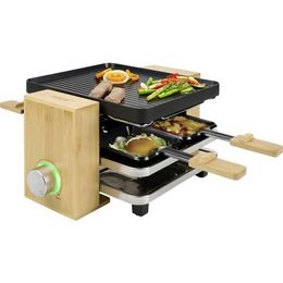 Princess Pure 4 Raclette 4 Pfännchen, Antihaftbeschichtung Schwarz, Bambus