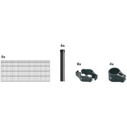 KRAUS Einstabmattenzaun &raquo;Dino-Trend-Z42&laquo; anthrazit, 80 cm hoch, 5 Elemente f&uuml;r 10 m, 6 Pfosten anthrazit