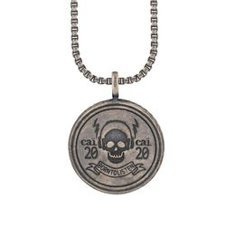 CAI CAÏ Kette mit Anhänger »925/- Silber matt oxidiert Rock Music Skull Wappen« Silbergrau 60 cm Matt oxidierte Oberfläche