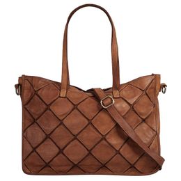 Samantha Look Shopper echt Leder, Made in Italy cognac