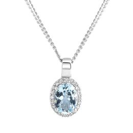 Diamonds by Ellen K. Kette mit Anhänger »Weißgold 585 mit echtem Aquamarin und 20 Diamanten zus. 0, 09ct.« blau 42/45cm Edle Damen-Halskette aus...