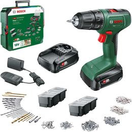 Bosch Home and Garden BOSCH HOME & GARDEN Akku-Bohrschrauber »EasyDrill 18V-40 in SBX + 241 Ac« 241 teilig, mit 2 Akkus 18V/1, 5Ah und Ladegerät Grün Unbegrenzte...