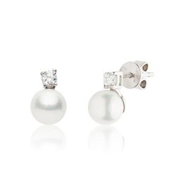 UNIKE JEWELLERY Paar Ohrstecker &raquo;CLASSY PEARLS, UK.BR.1204.0013&laquo; mit Zirkonia (synth.) - mit Perle (synth.) silberfarben-kristallwei&szlig;-wei&szlig; +...