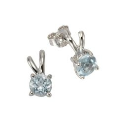 ZEEme Paar Ohrstecker »Silber 925 rhodiniert mit 2x Blautopas (beh.) 6mm« weiß + blau one-size Edle Damen-Ohrringe aus echtem 925 Silber