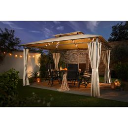 LIVOTION Pavillon mit LED-Beleuchtung, 300x400cm natur