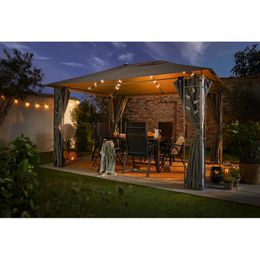 LIVOTION Pavillon mit LED Beleuchtung, in Blätteroptik, in 300x300 und 300x400cm anthrazit