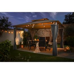 LIVOTION Pavillon mit LED-Beleuchtung, 300x400cm grau