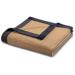 Biederlack Wolldecke &raquo;Prado&laquo; mit kontrastfarbenen Umschlagsaum braun/schwarz Obermaterial: 100% Wolle B/L: 150 cm x 210 cm