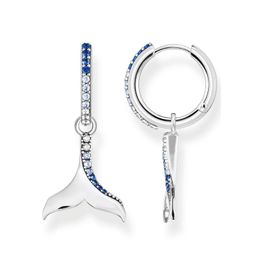 Thomas Sabo Paar Creolen »Schwanzflosse mit Steinen, CR687-644-1« mit Spinell (synth.), Zirkonia (synth.) - Einhänger abnehmbar silberfarben-blau +...