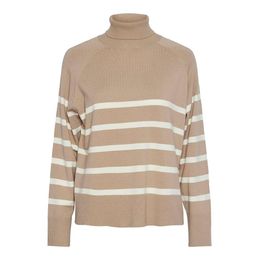 Pieces Rollkragenpullover "Sia" in Beige/ Wei&szlig; - 72% | Gr&ouml;&szlig;e XS | Damen-pullover-cardigans