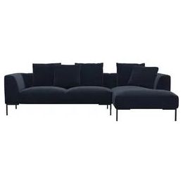 Ecksofa FLEXLUX "Sava Designsofa, bequem und komfortabel, L-Form" Sofas Gr. B/H/T: 329cm x 94cm x 166cm, Velvet, Recamiere rechts, blau (royal blau) Taschenferderkern-Sitz mit Kaltschaum, lose Rücken- & Dekokissen