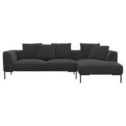 Ecksofa FLEXLUX "Sava Designsofa, bequem und komfortabel, L-Form" Sofas Gr. B/H/T: 329cm x 94cm x 166cm, Lederoptik, Recamiere rechts, schwarz (gorilla black) Taschenferderkern-Sitz mit Kaltschaum, lose Rücken- & Dekokissen