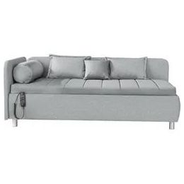 Schlafsofa Alina "Kiana" Sofas Gr. B/H/T: 207cm x 80cm x 102,5cm, Struktur, Armlehne links, grau (grauweiß tmd 9) Liegefläche 90200 cm oder 100200 cm, Bettkasten, Zierkissen-Set