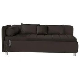 Schlafsofa Alina "Kiana" Sofas Gr. B/H/T: 207cm x 80cm x 112,5cm, Struktur, Armlehne links, braun (umbragrau tmd 14) Liegefläche 90200 cm oder 100200 cm, Bettkasten, Zierkissen-Set