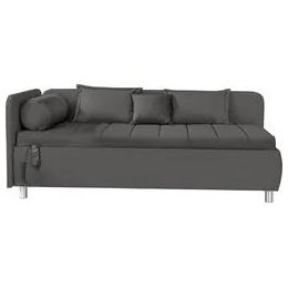 Schlafsofa Alina "Kiana" Sofas Gr. B/H/T: 207cm x 80cm x 102,5cm, Struktur, Armlehne links, grau (blaugrau tmd 39) Liegefläche 90200 cm oder 100200 cm, Bettkasten, Zierkissen-Set