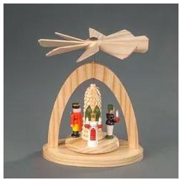 Weihnachtspyramide Albin Preissler "Wärmespiel - Engel, Bergmann und Nußknacker, Weihnachtsdeko" Weihnachtspyramiden Gr. H: 13cm, beige (natur)