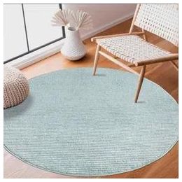 Teppich Carpet City "Friseé-Teppich FANCY900" Teppiche Gr. Ø 200cm, 12mm, grün (mint, türkis) Kurzflor, Einfarbig, 3D-Optik, Streifen Look