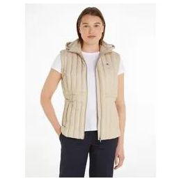 Daunenweste Tommy Hilfiger "FEMININE LW DOWN VEST" Gr. XL (42), beige (classic_beige) Damen Westen mit Logostickerei