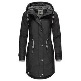 Regenjacke PEAK TIME "L60042" Gr. XXXL (46), schwarz (nero) Damen Jacken stylisch taillierter Regenmantel für