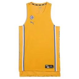 Trainingsshirt Puma "Maccabi Game Basketballtrikot Herren" Gr. L, gelb (gold fusion gelb), Herren, Obermaterial: 100% Polyester; Seite: 100% Polyester; Hinterer Einsatz: 100% Polyester, clean, Shirts