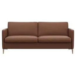 2,5-Sitzer FLEXLUX "Fiore, super bequem durch Kaltschaum im Sitz" Sofas Gr. B/H/T: 181cm x 85cm x 92cm, Echtleder, braun (old chesnut) schmale Armlehnen, Füße Alu+ Eiche